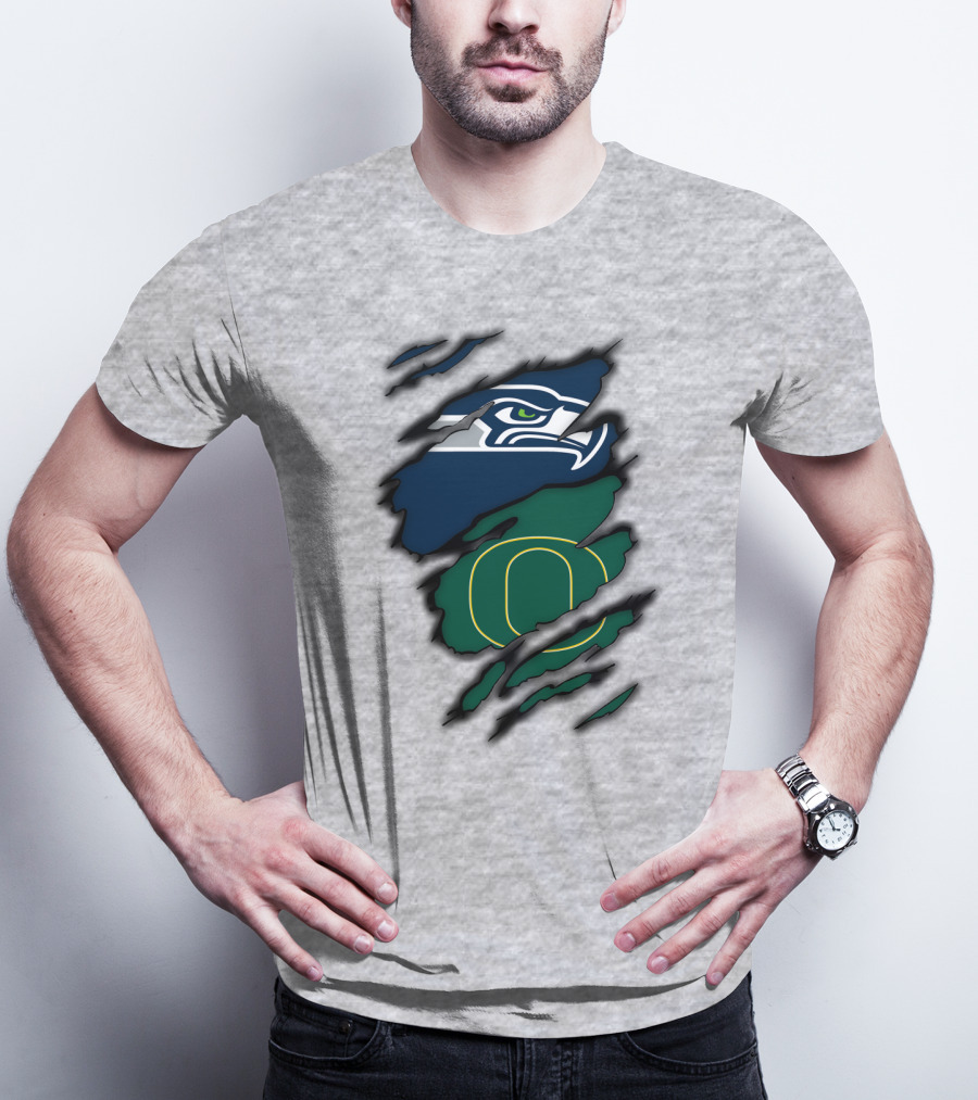 Seattle Seahawks Oregon Ducks Logo Fusion T-Shirt
