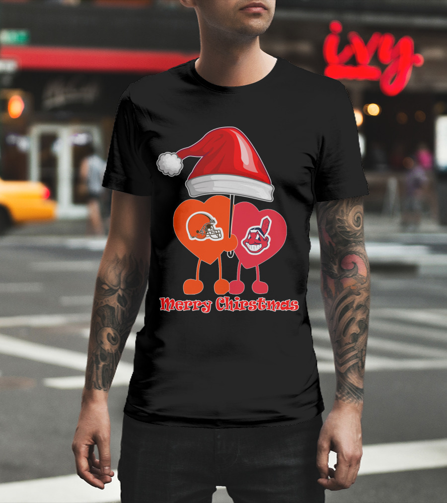 Cleveland Browns Cleveland Indians Merry Christmas T-Shirt