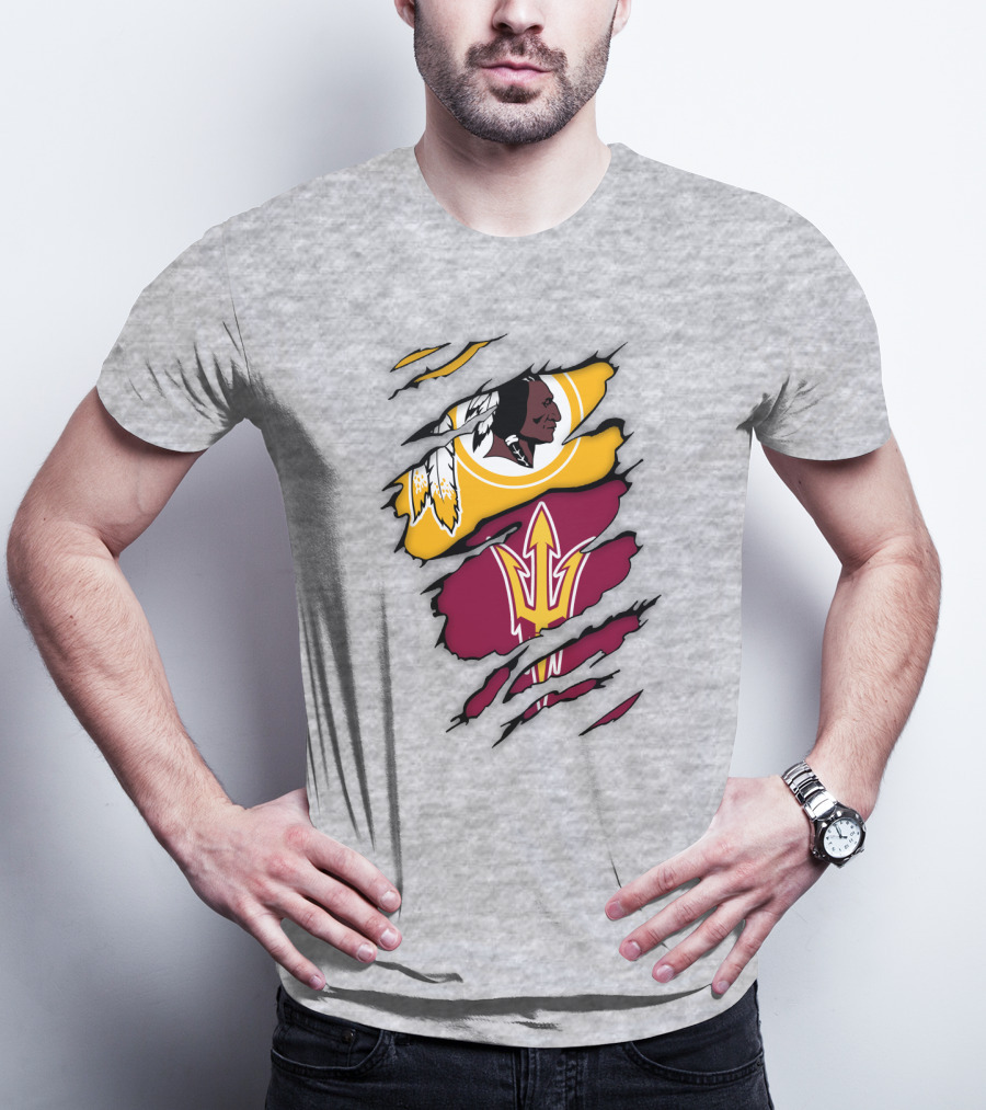 Washington Redskins Arizona State Sun Devils Logo Mashup T-Shirt