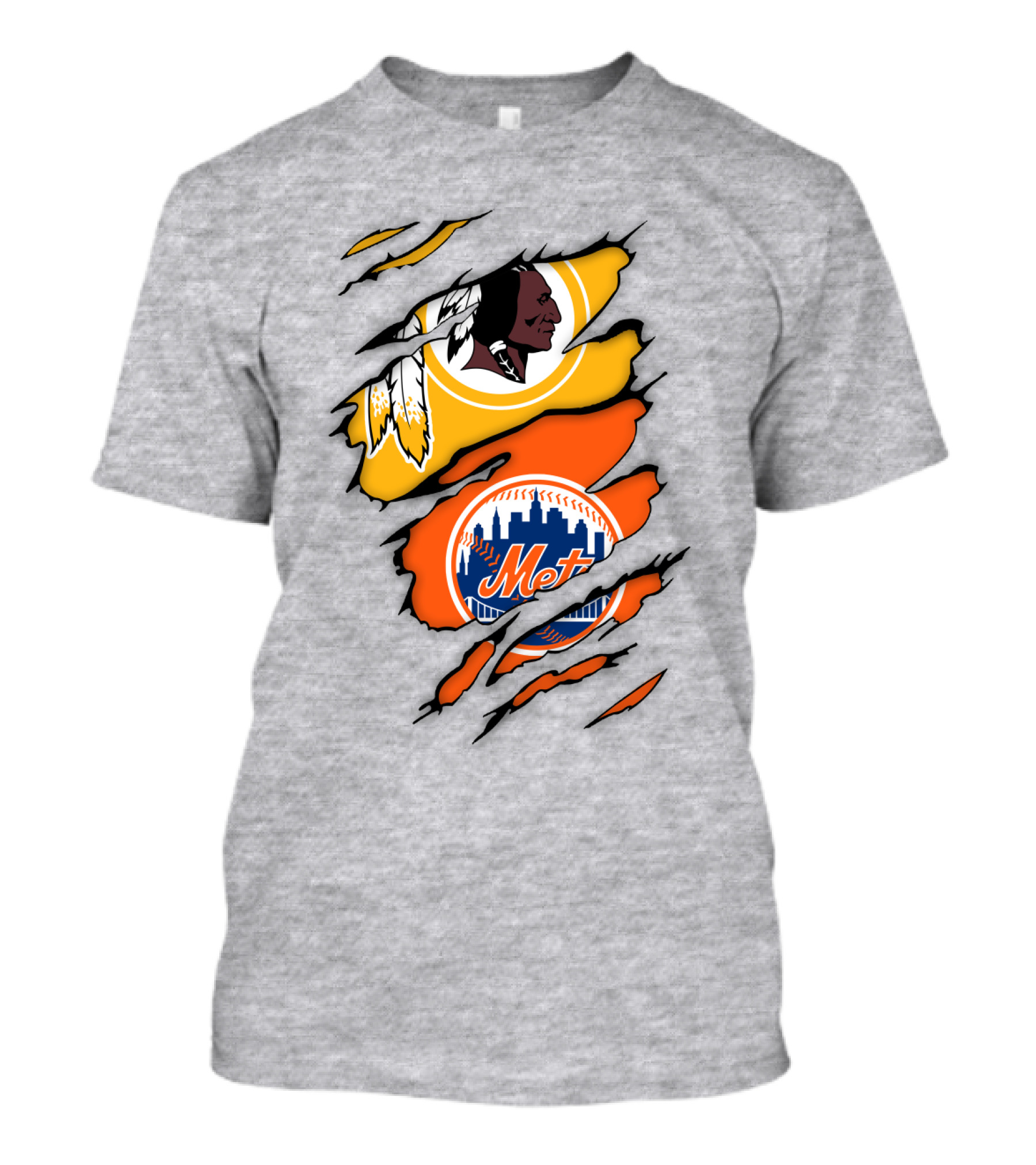 Washington Redskins New York Mets Broken Wall T-Shirt
