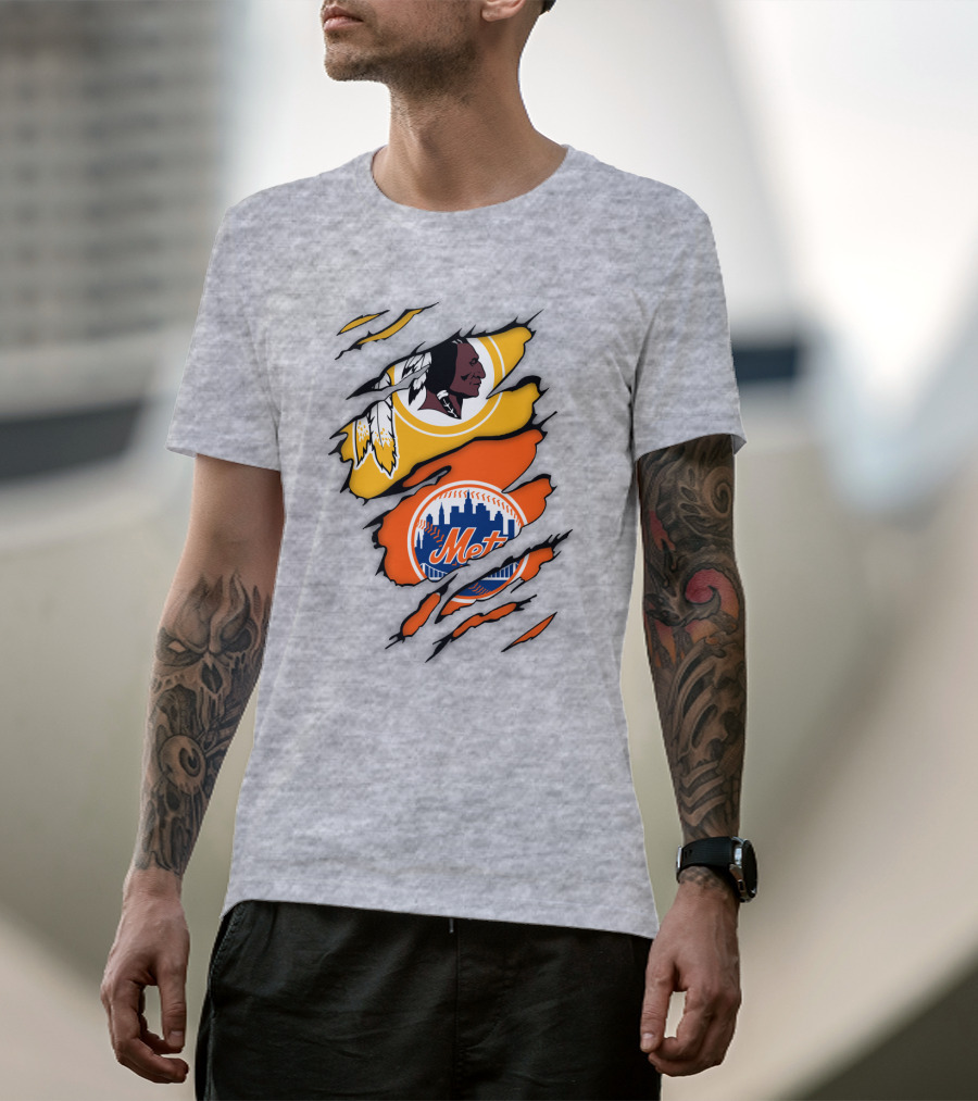 Washington Redskins New York Mets Broken Wall T-Shirt