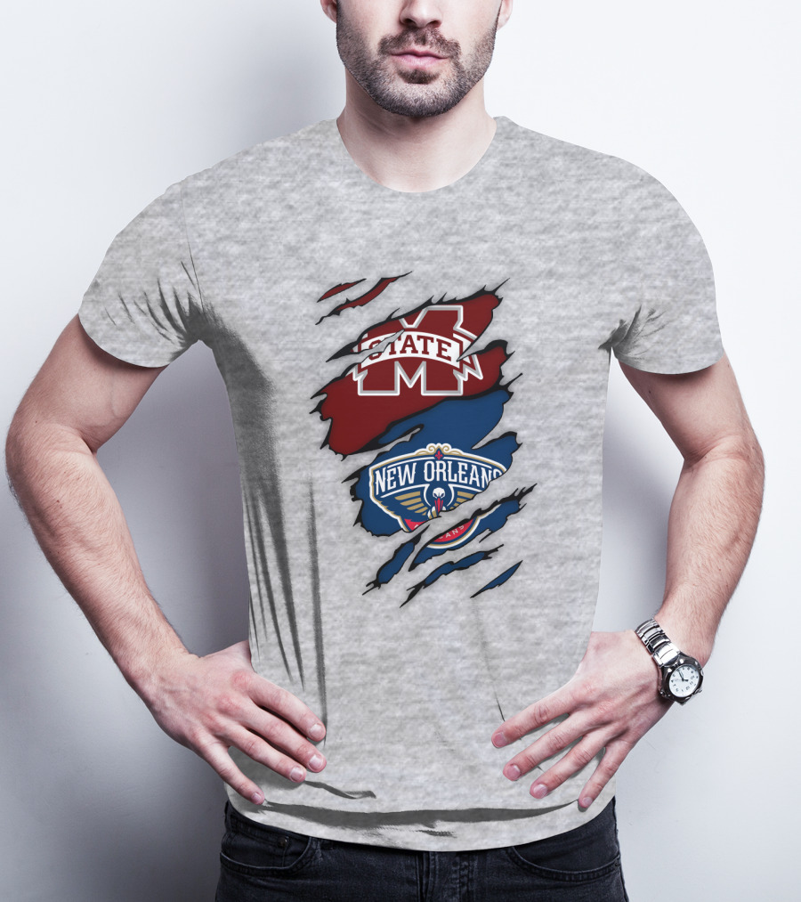 New Orleans Pelicans MS State Logo Crossover T-Shirt