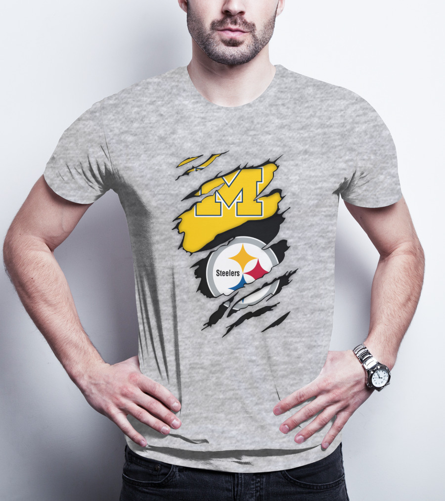 Pittsburgh Steelers Michigan Wolverines Collaboration T-Shirt