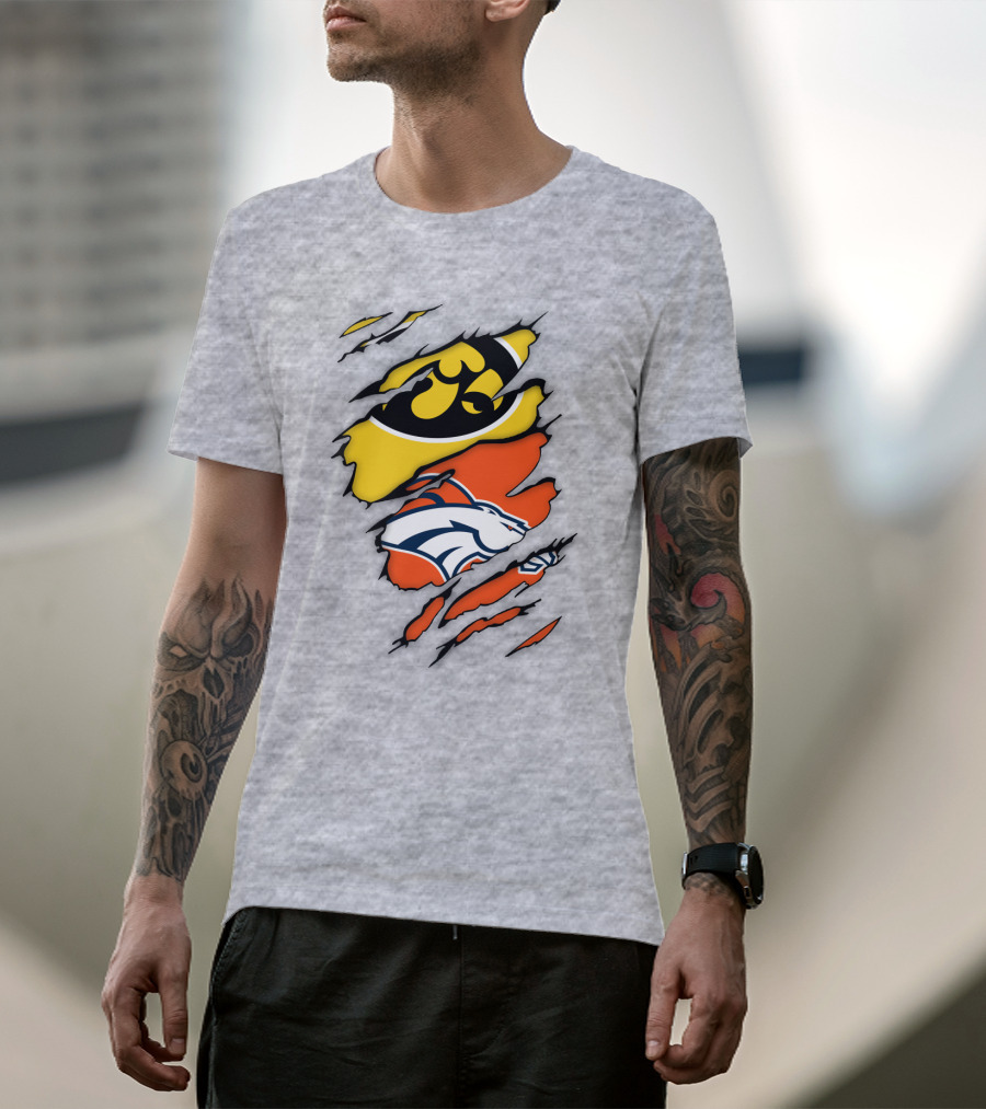 Iowa Hawkeyes Denver Broncos Fan Crossover T-Shirt
