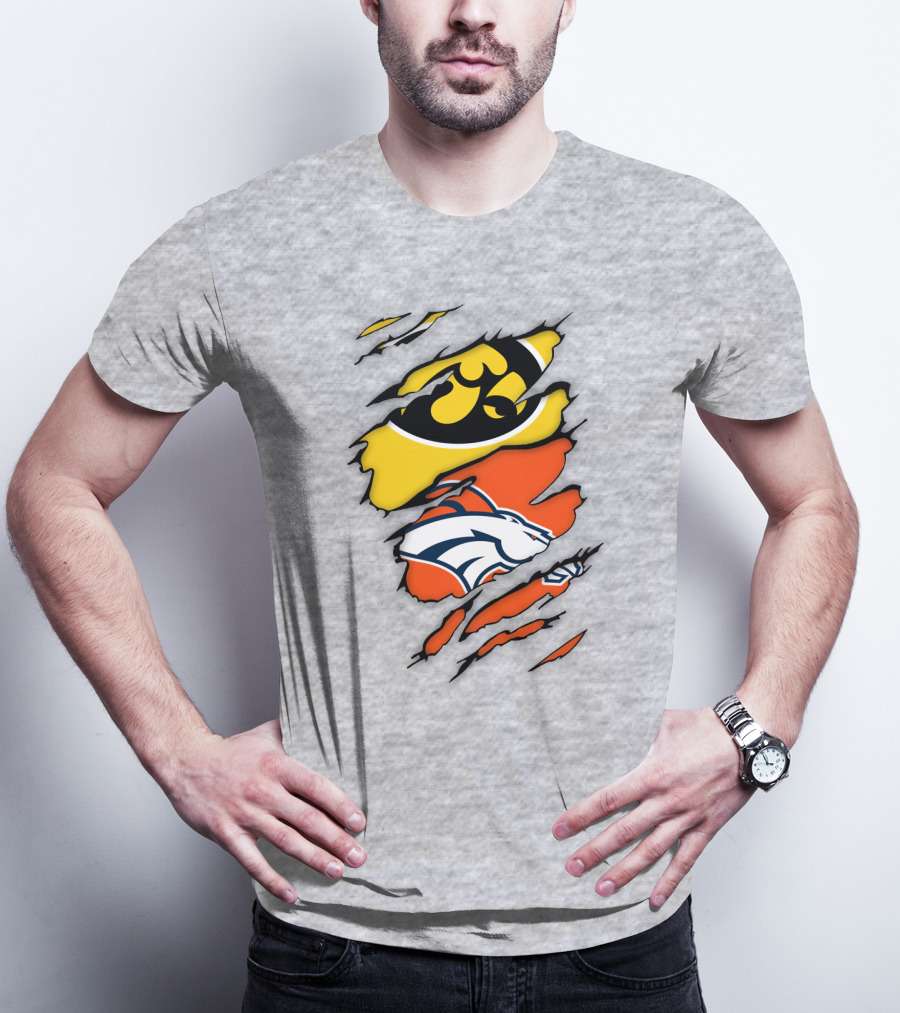 Iowa Hawkeyes Denver Broncos Fan Crossover T-Shirt