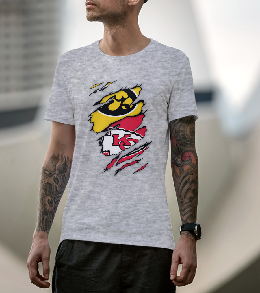 Iowa Hawkeyes Kansas City Chiefs Torn Claw Marks T-Shirt