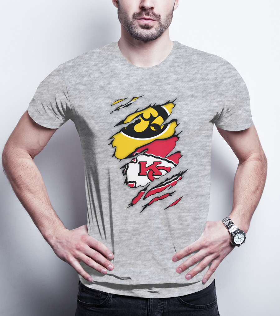 Iowa Hawkeyes Kansas City Chiefs Torn Claw Marks T-Shirt