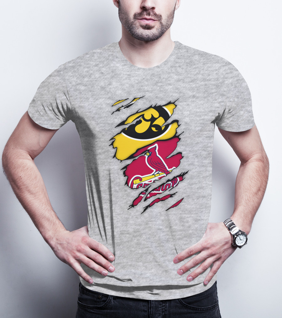 St Louis Cardinals Iowa Hawkeyes Ripped T-Shirt