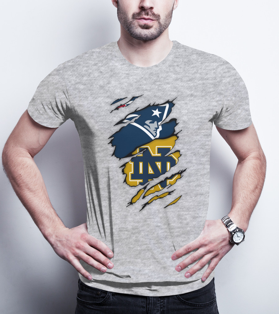 Notre Dame Fighting Irish Patriots Logo Mashup T-Shirt