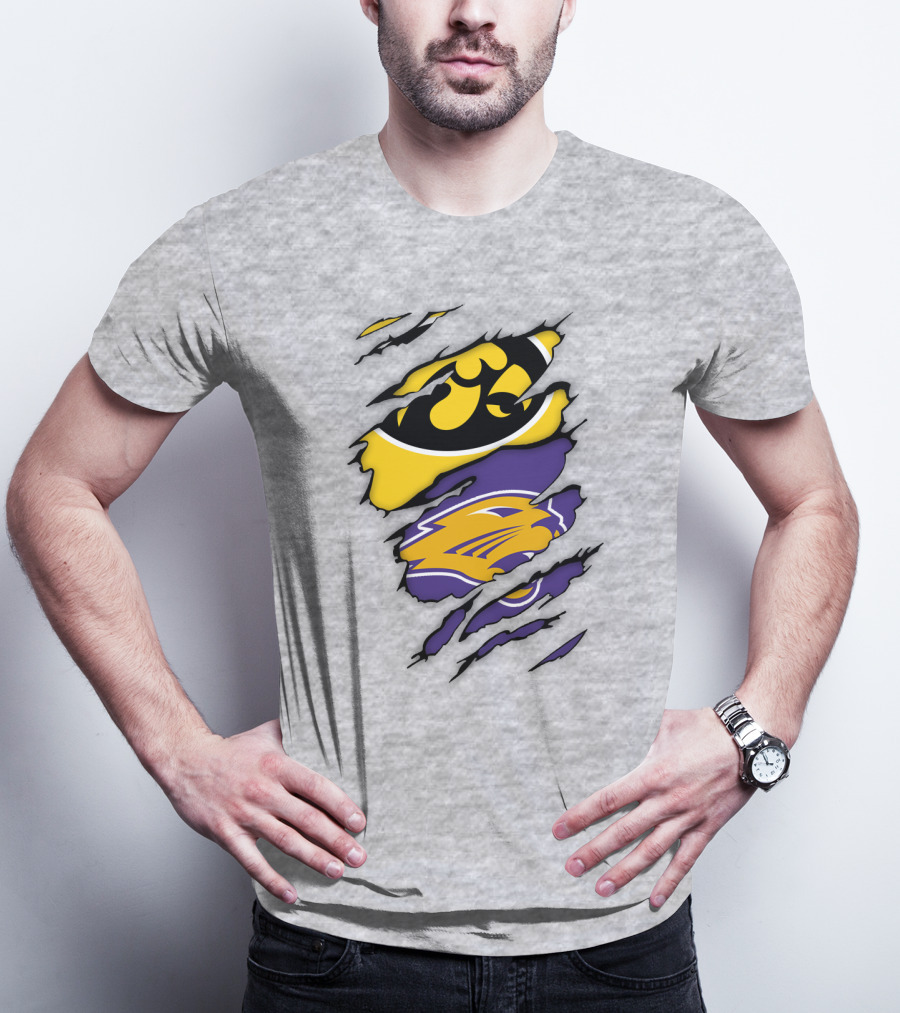 Northern Iowa Panthers Iowa Hawkeyes Dual Logo Fusion T-Shirt