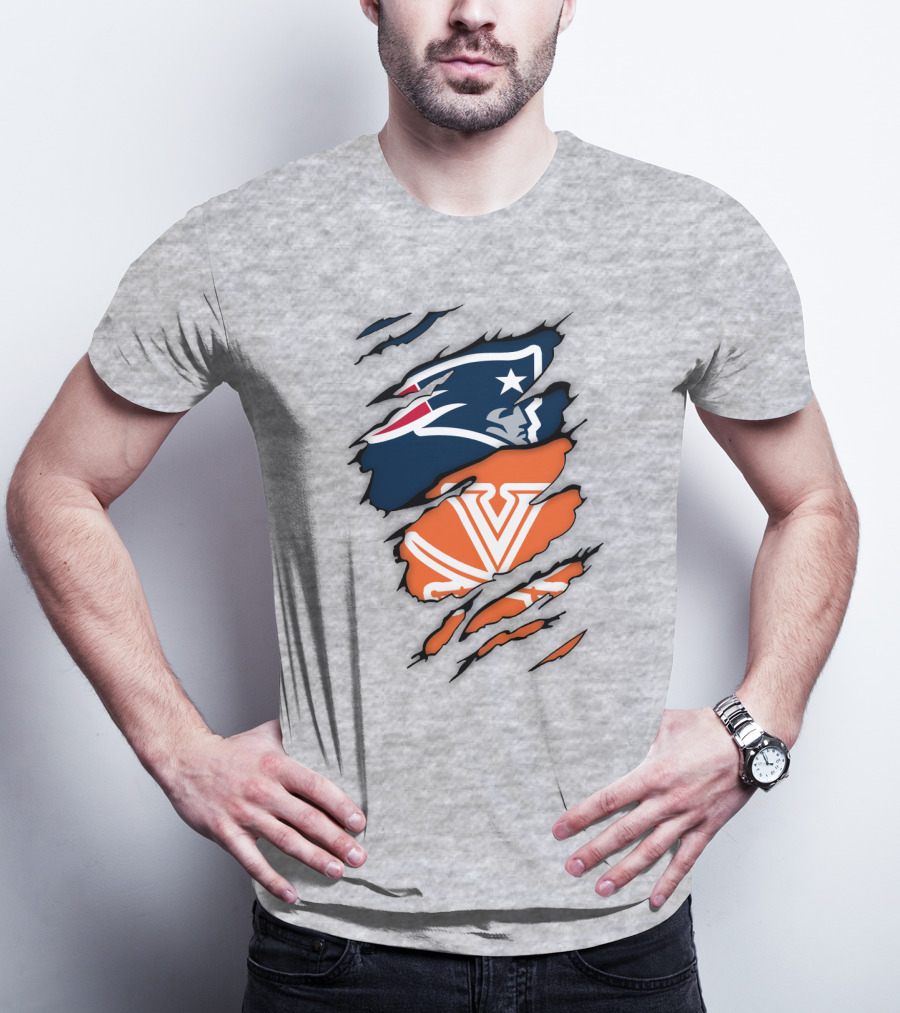 New England Patriots Virginia Cavaliers Dual Logo Fan T-Shirt
