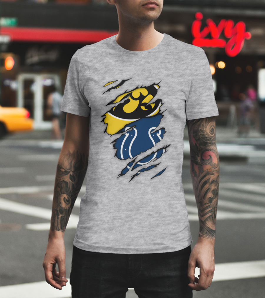Indianapolis Colts Iowa Hawkeyes Logo Mashup T-Shirt