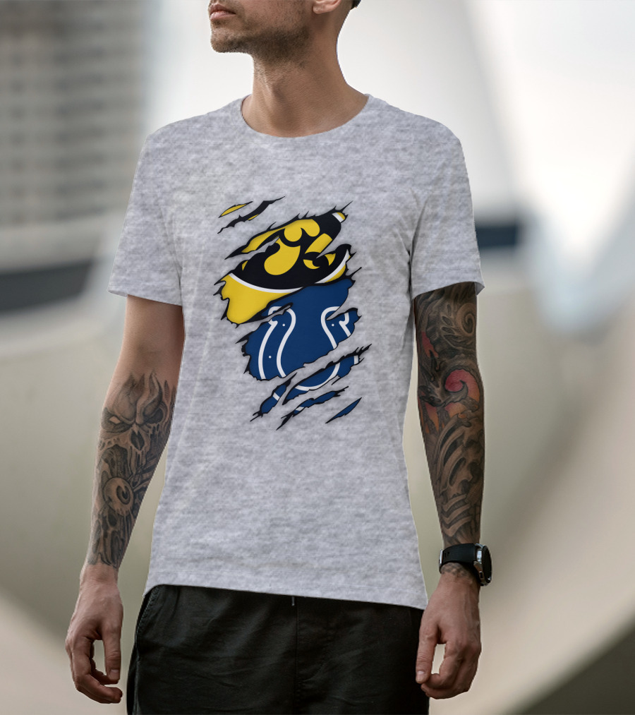 Indianapolis Colts Iowa Hawkeyes Logo Mashup T-Shirt