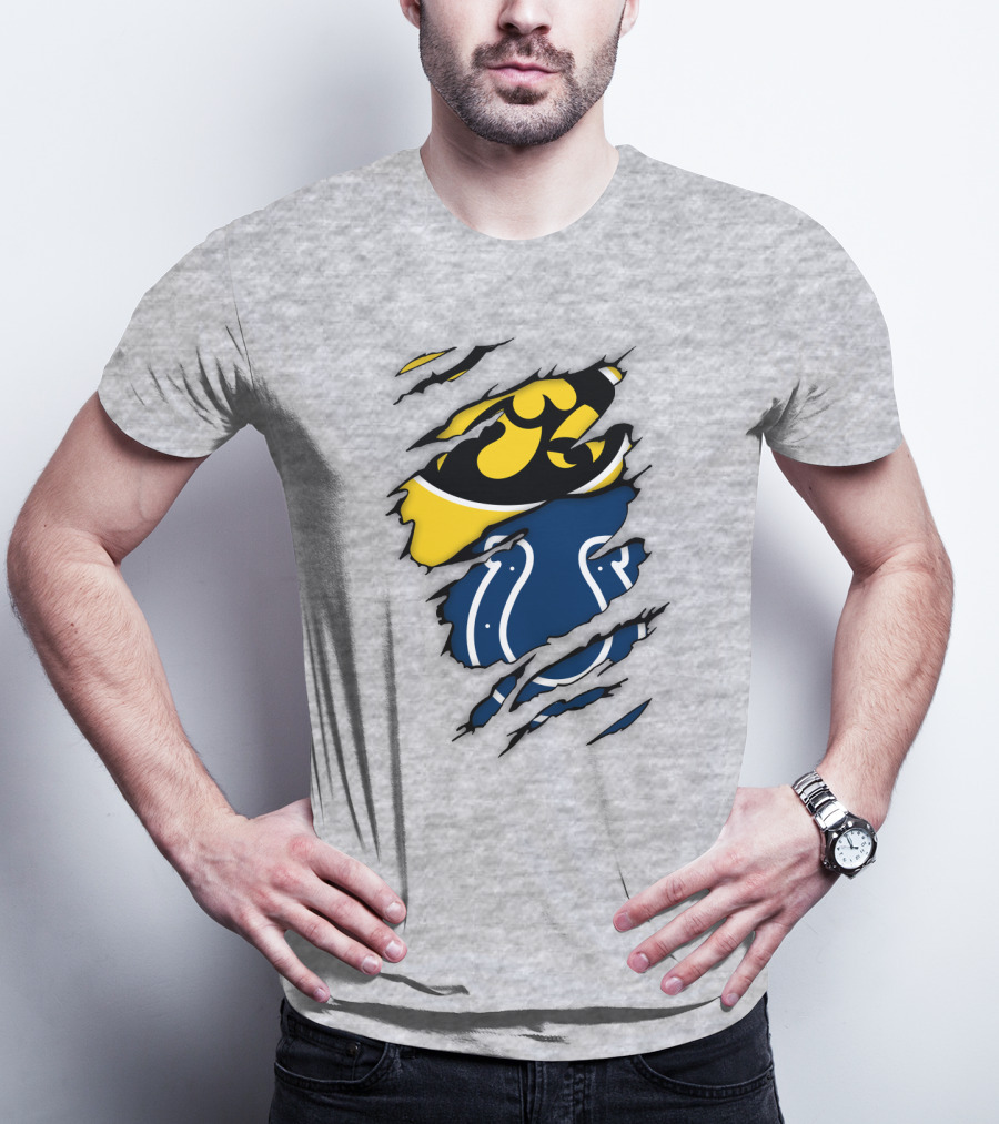 Indianapolis Colts Iowa Hawkeyes Logo Mashup T-Shirt
