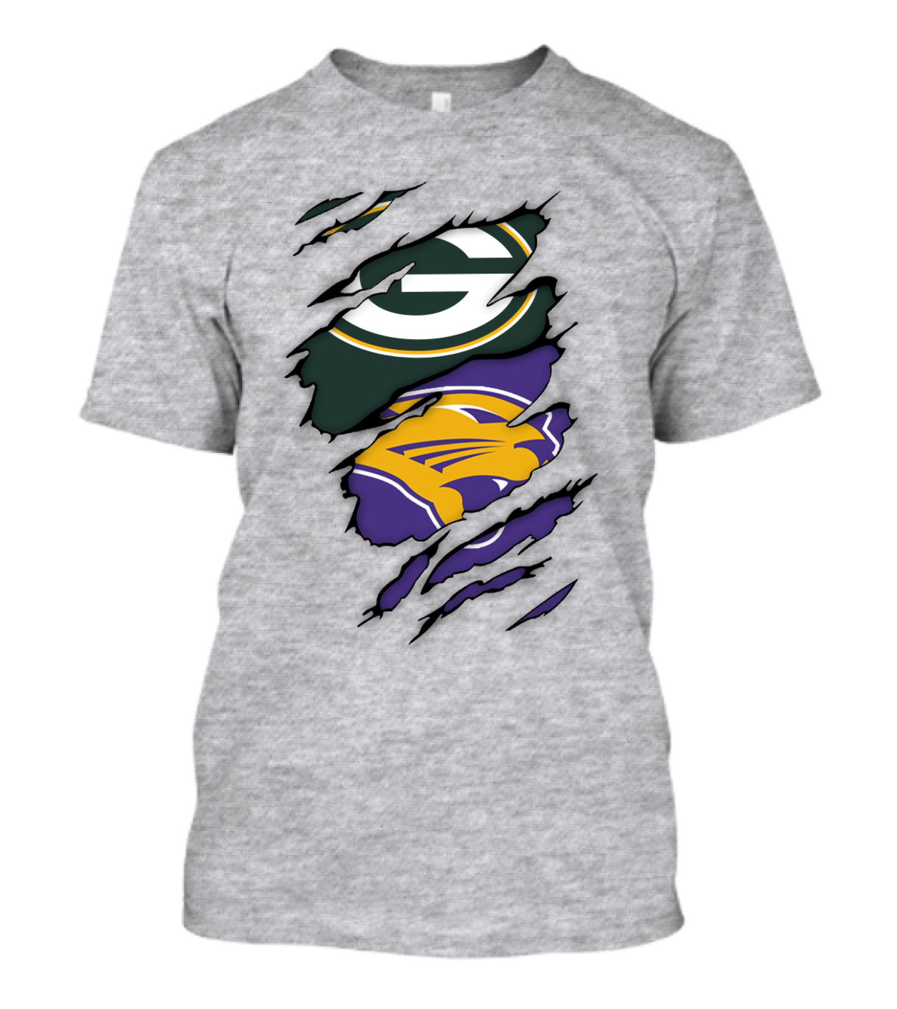Green Bay Packers And Northern Iowa Panthers Logo Fusion T-Shirt