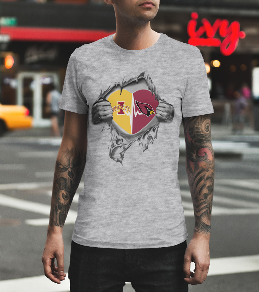Iowa State Cyclones Arizona Cardinals Heart Fusion T-Shirt