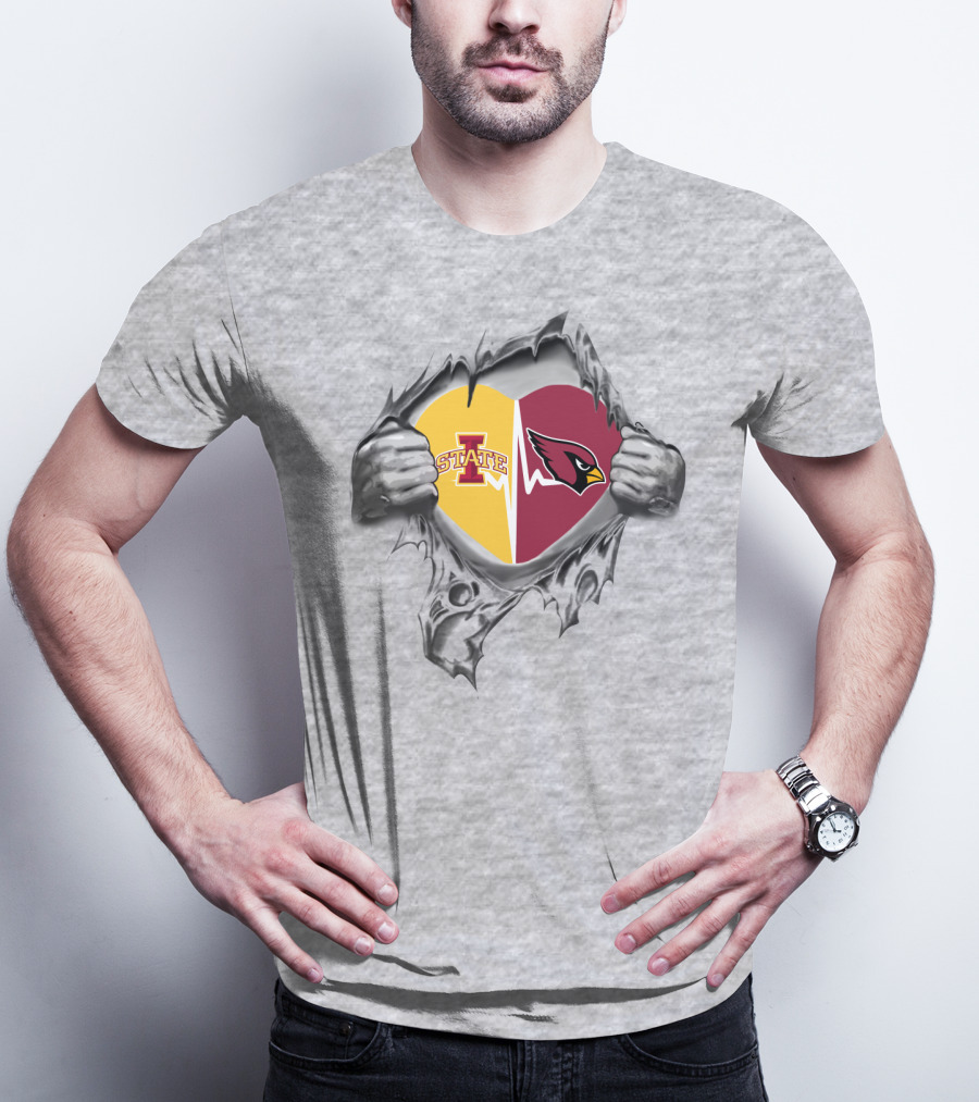 Iowa State Cyclones Arizona Cardinals Heart Fusion T-Shirt