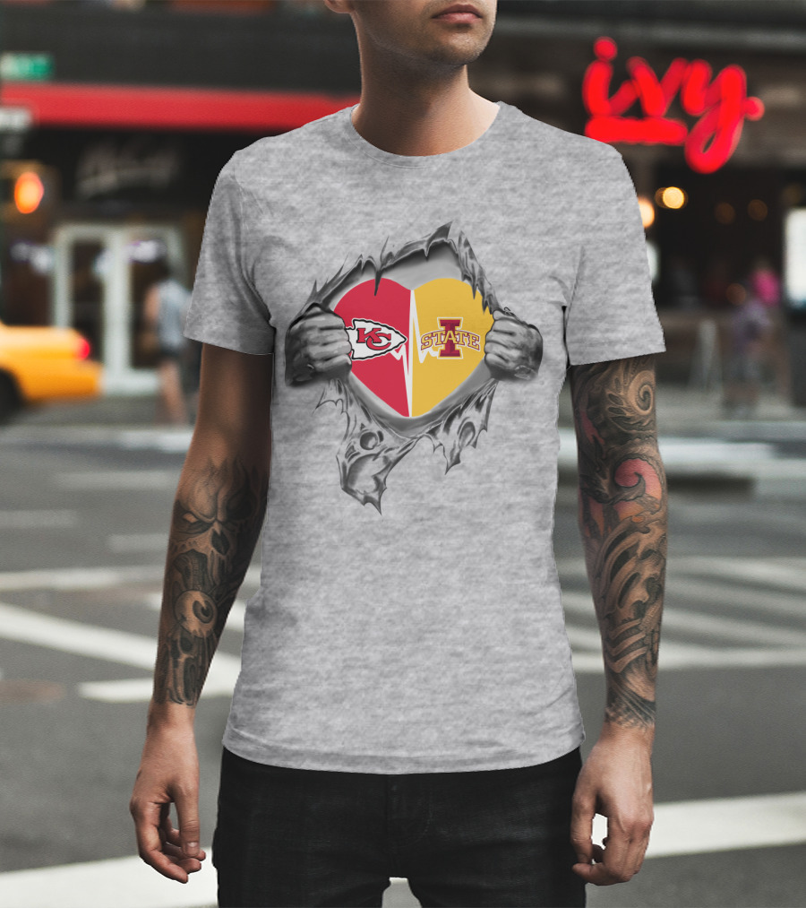 Kansas City Chiefs Iowa State University Heart Fan Loyalty T-Shirt