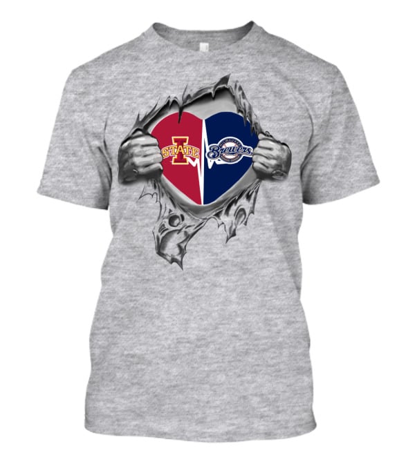 Iowa State Cyclones Milwaukee Brewers Heart T-Shirt
