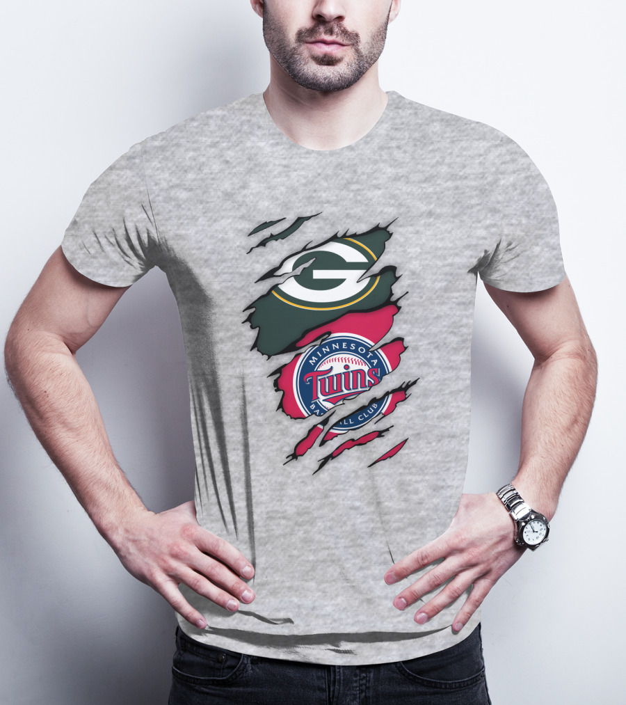 Minnesota Twins Baseball Club Green Bay Packers T-Shirt