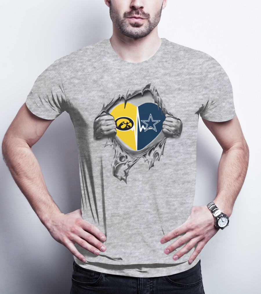 Dallas Cowboys Hawkeyes Heartbeat Torn Fabric T-Shirt