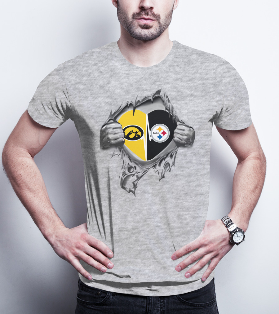 Pittsburgh Steelers Iowa Hawkeyes Heart T-Shirt