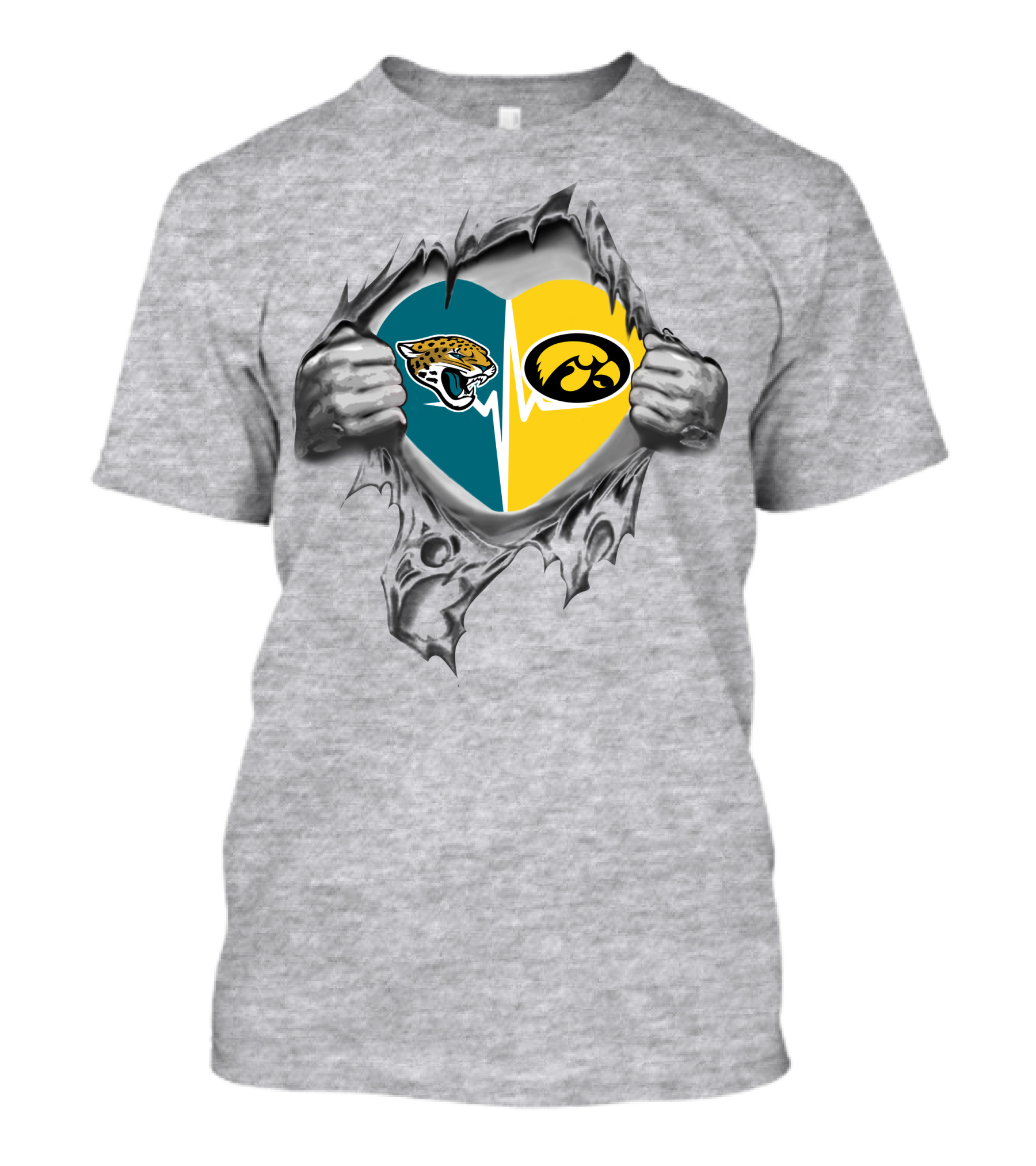 Jacksonville Jaguars Hawkeyes Heart Tear T-Shirt