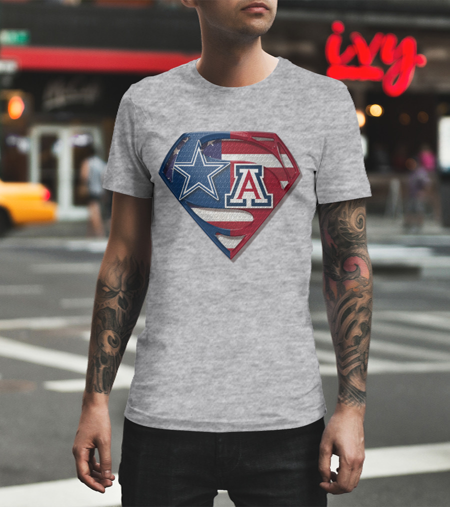 Dallas Cowboys Arizona Wildcats Superman Logo American Flag T-Shirt