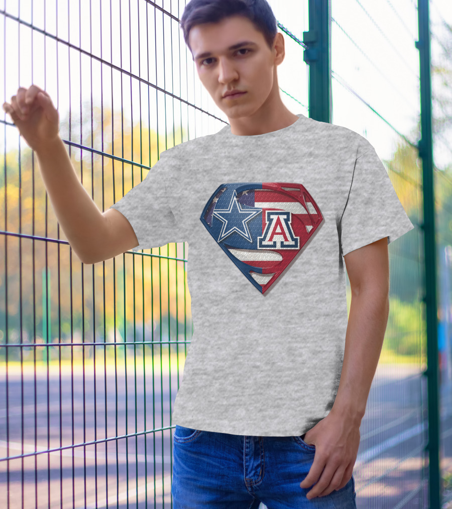 Dallas Cowboys Arizona Wildcats Superman Logo American Flag T-Shirt