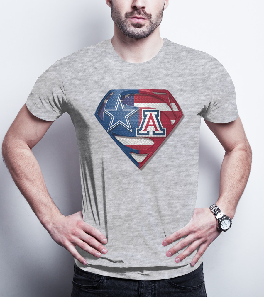 Dallas Cowboys Arizona Wildcats Superman Logo American Flag T-Shirt