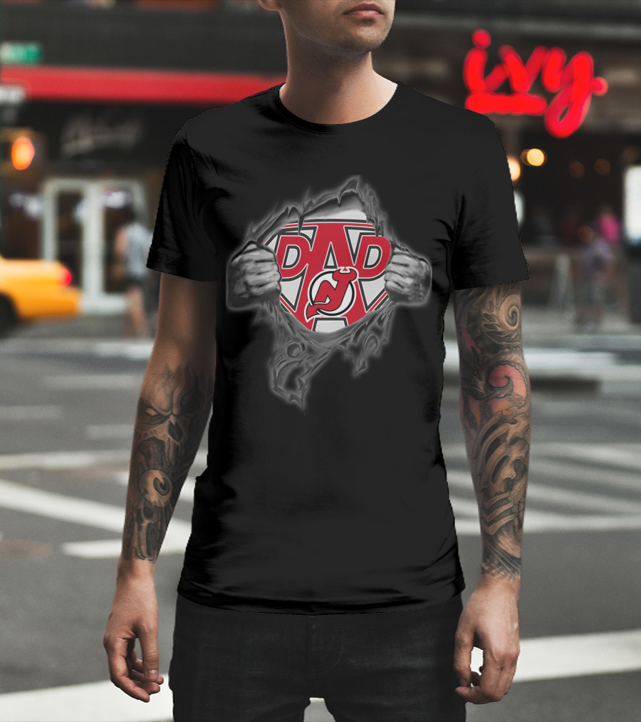 Devils Dad Superhero Fan Logo Reveal T-Shirt