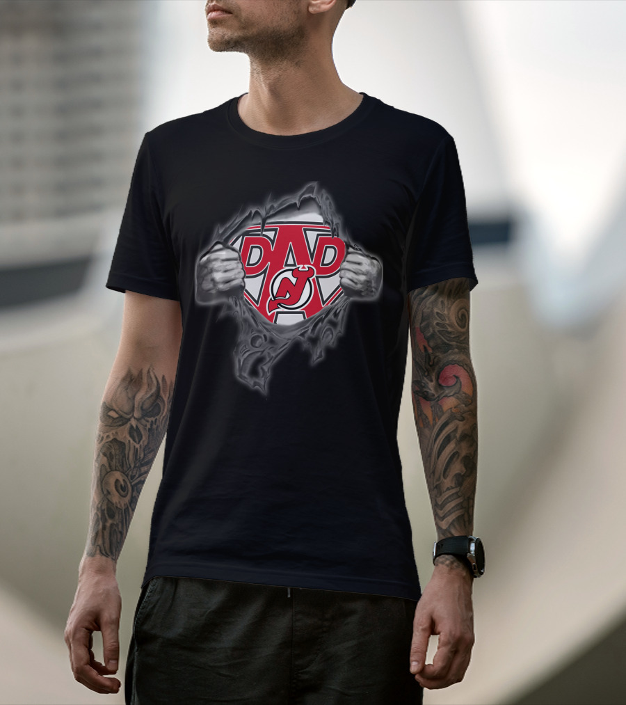 Devils Dad Superhero Fan Logo Reveal T-Shirt
