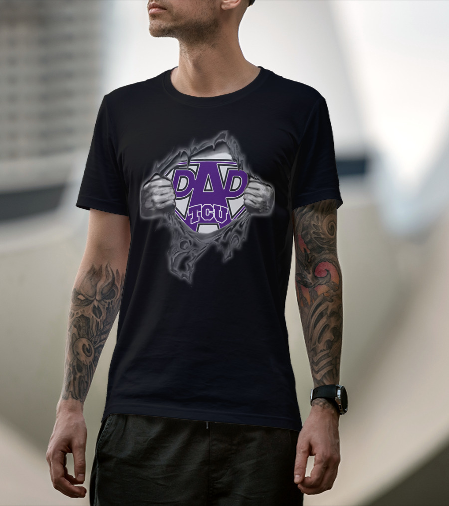 TCU Dad Superhero Emblem Hands Ripping Effect T-Shirt