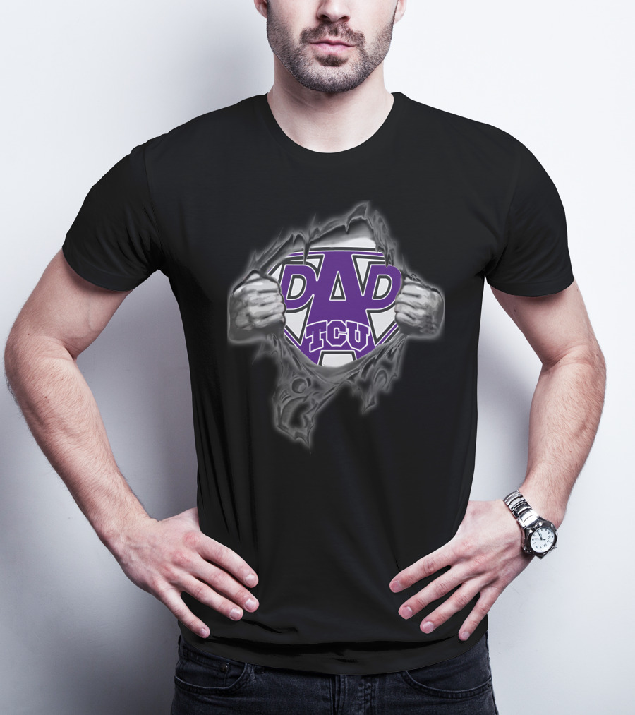 TCU Dad Superhero Emblem Hands Ripping Effect T-Shirt