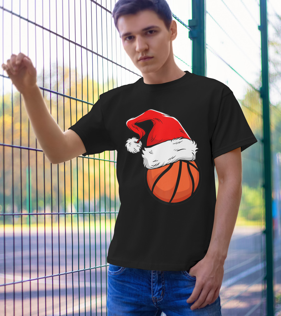 Funny Basketball Coach Player Santa Hat T-Shirt