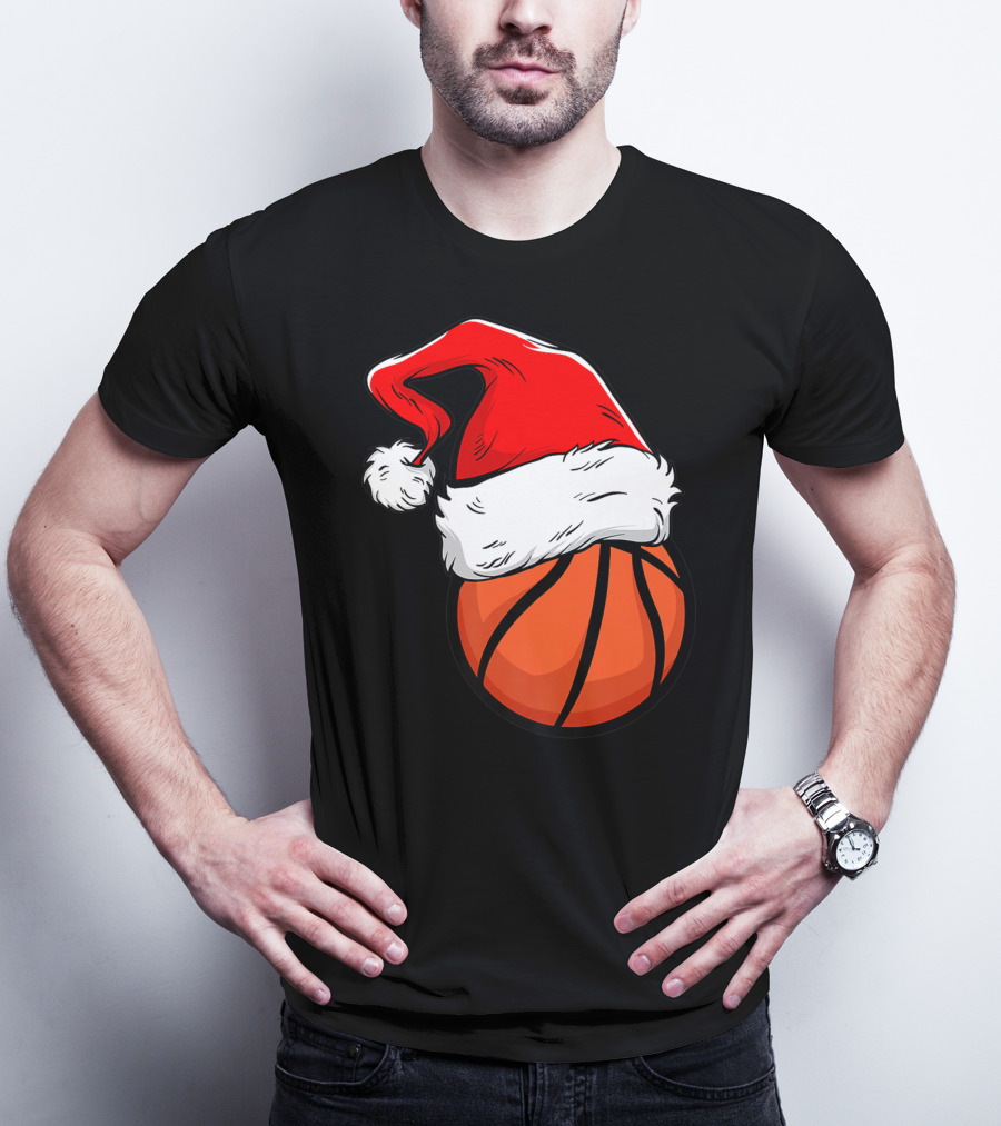 Funny Basketball Coach Player Santa Hat T-Shirt