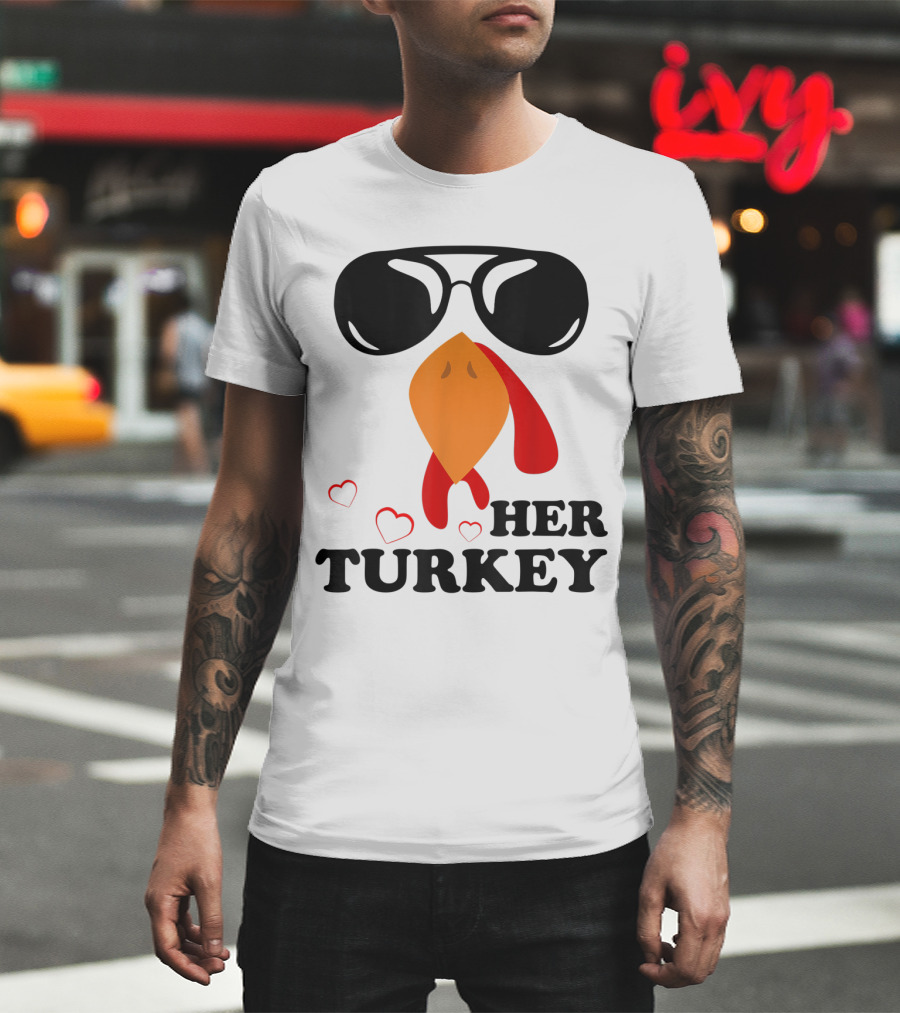 Her Turkey Funny Men's Matching Thanksgiving T-Shirt