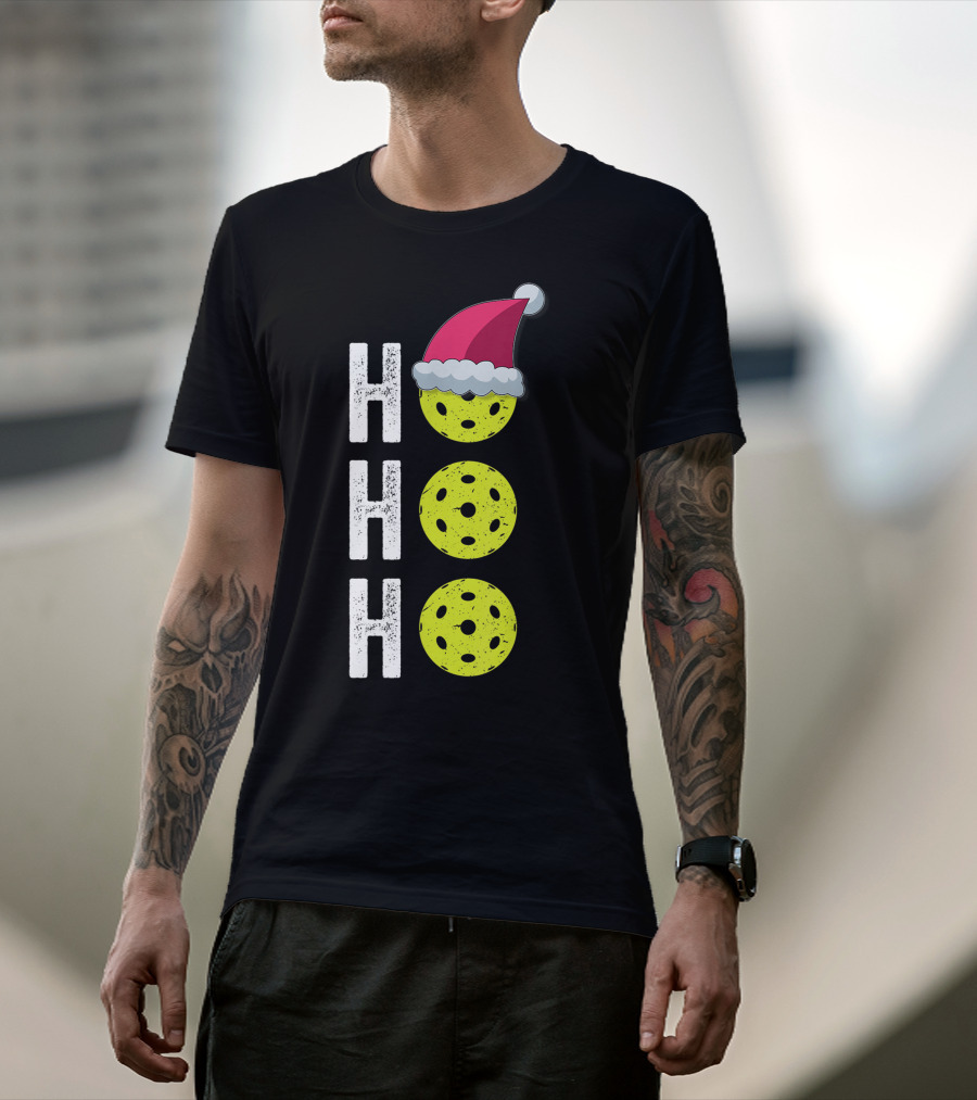 Ho Ho Ho Pickleball Christmas Funny Santa Hat Holiday T-Shirt