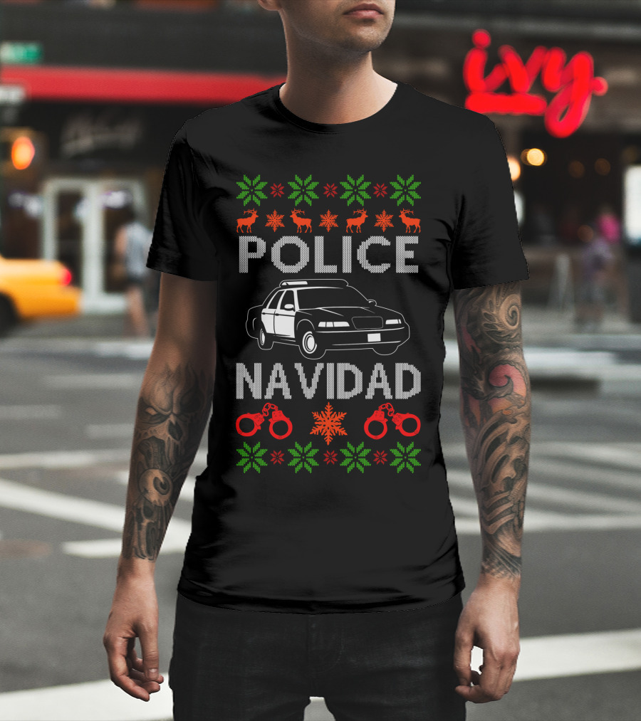 Police Navidad Ugly Christmas Holiday Law Enforcement T-Shirt