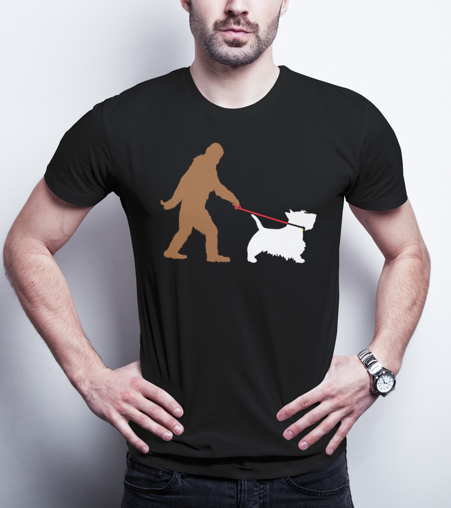Bigfoot Walking Scottish Terrier Dog Leash Iconic T-Shirt