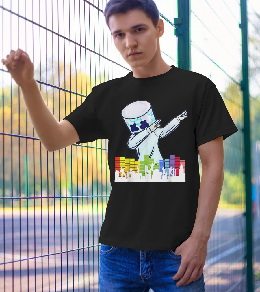 All I Want For Christmas Is Marshmallow Dabbing With Colorful Dance Equalizer T-Shirt
