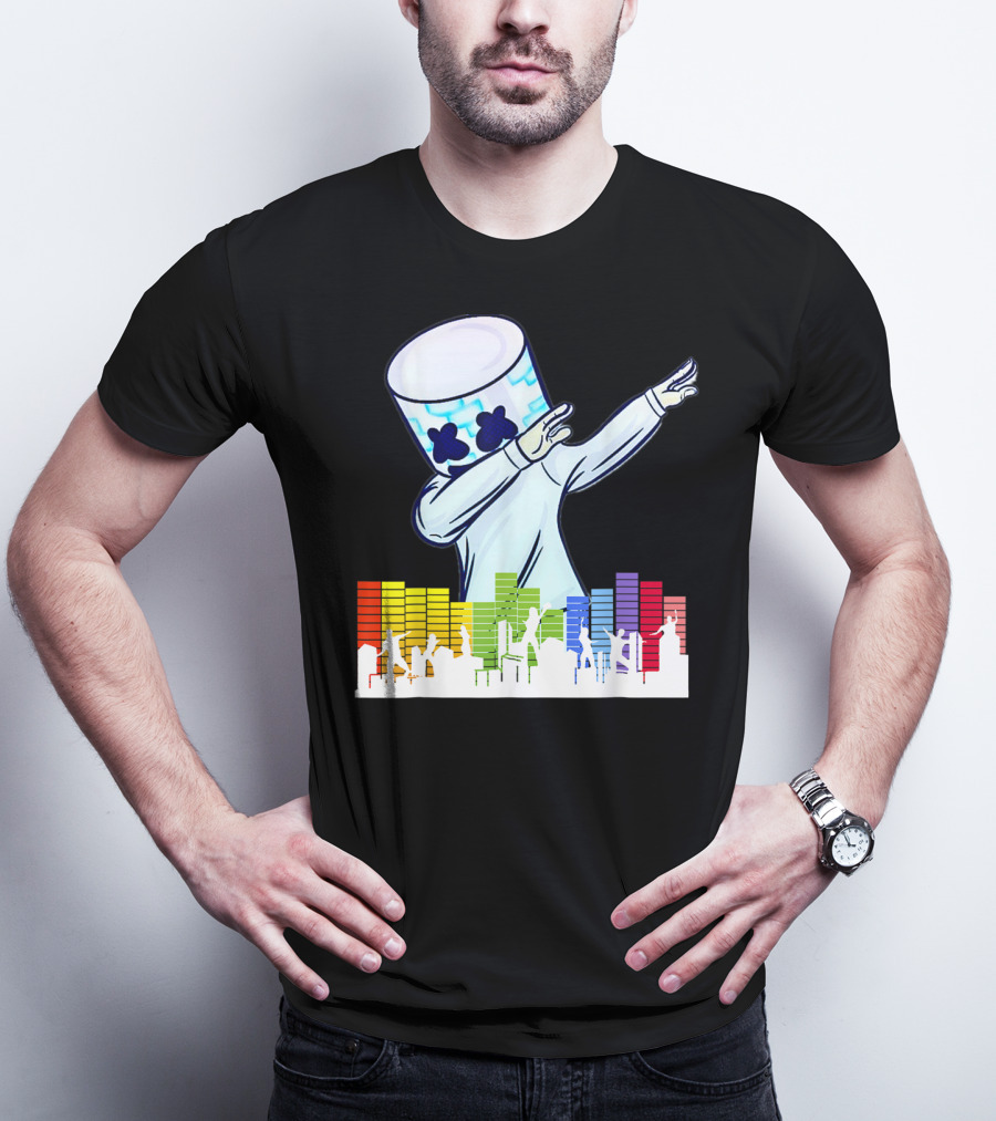 All I Want For Christmas Is Marshmallow Dabbing With Colorful Dance Equalizer T-Shirt