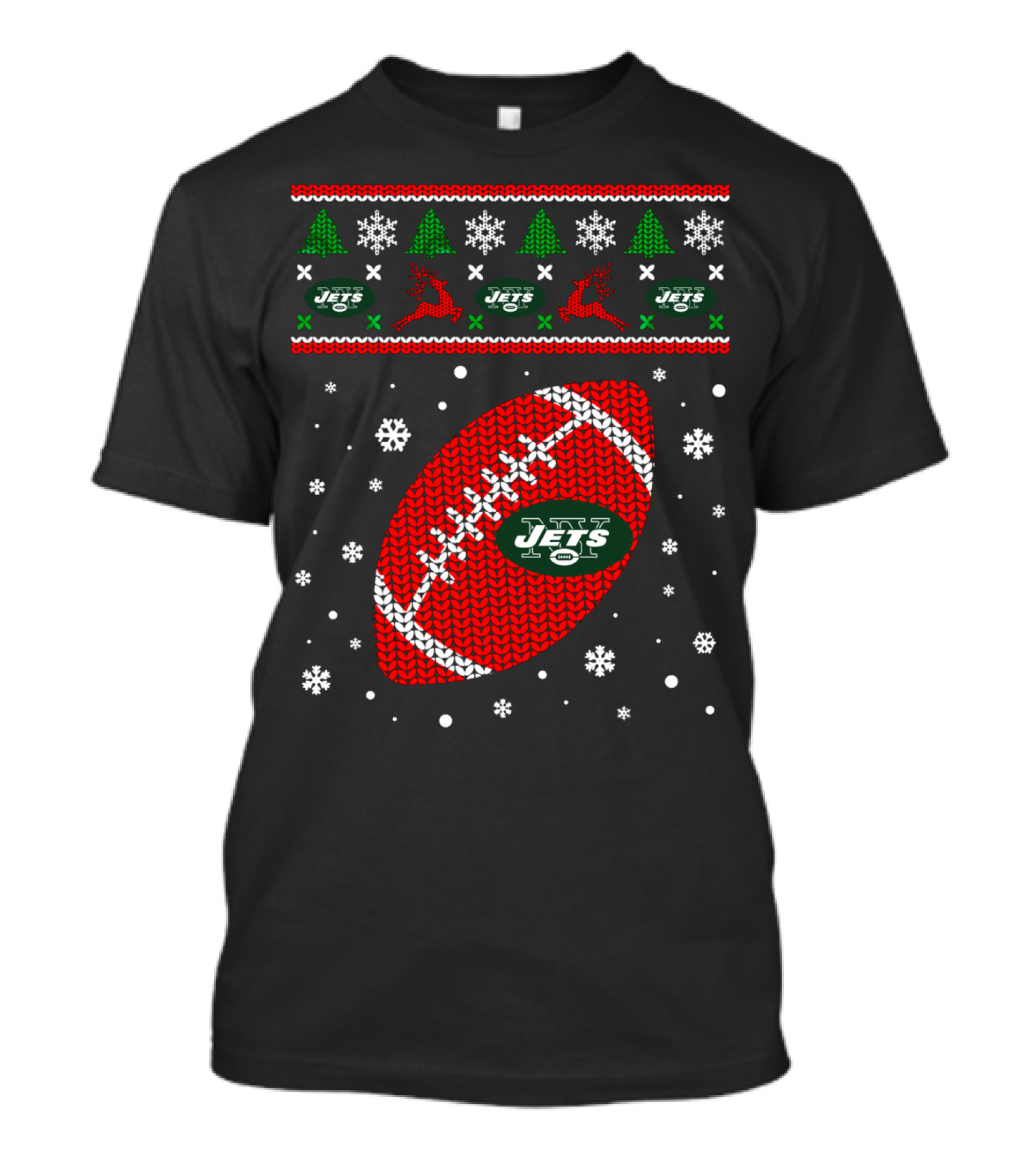 Football Lover Ugly Christmas Jets Team Holiday T-Shirt