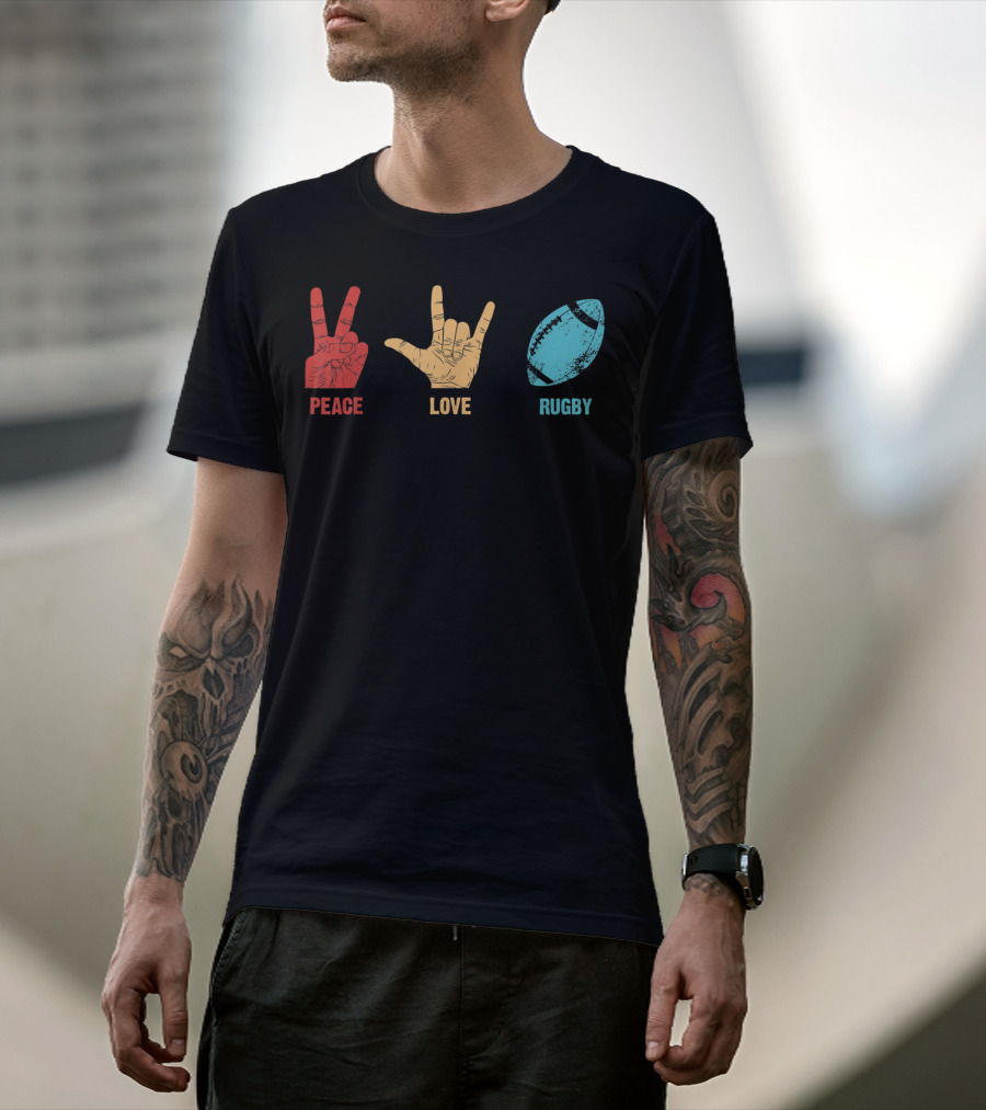 Peace Love Rugby Vintage Sport Lover Player T-Shirt