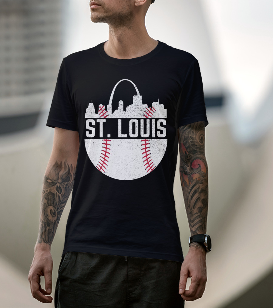 St Louis Baseball Skyline Arch T-Shirt