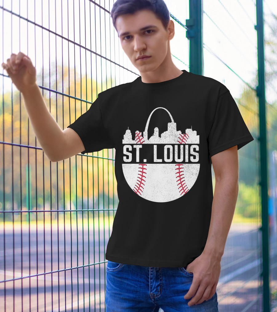 St Louis Baseball Skyline Arch T-Shirt