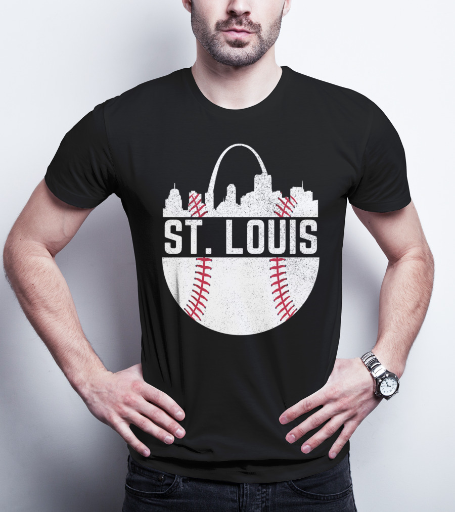 St Louis Baseball Skyline Arch T-Shirt