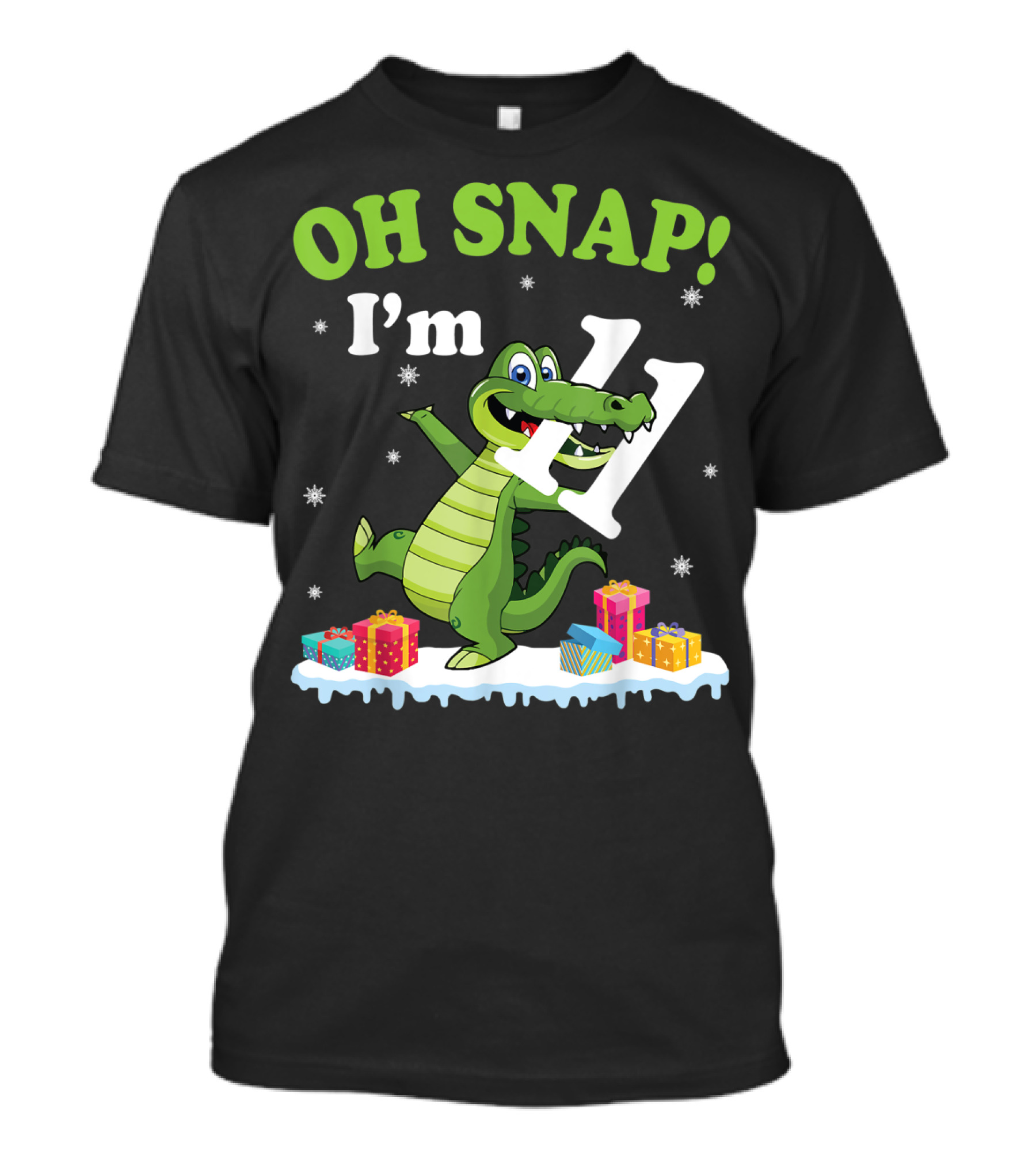 Oh Snap I'm Eleven Crocodile Snow Noel T-Shirt