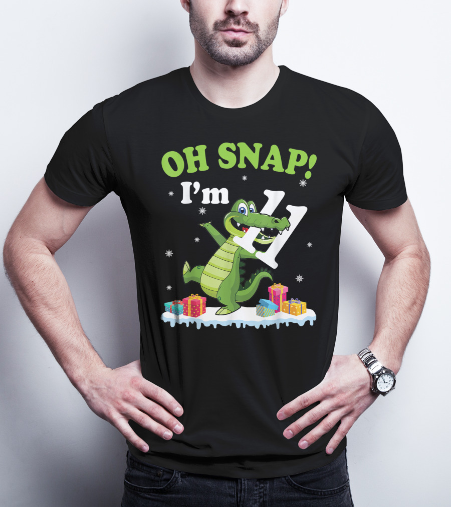 Oh Snap I'm Eleven Crocodile Snow Noel T-Shirt