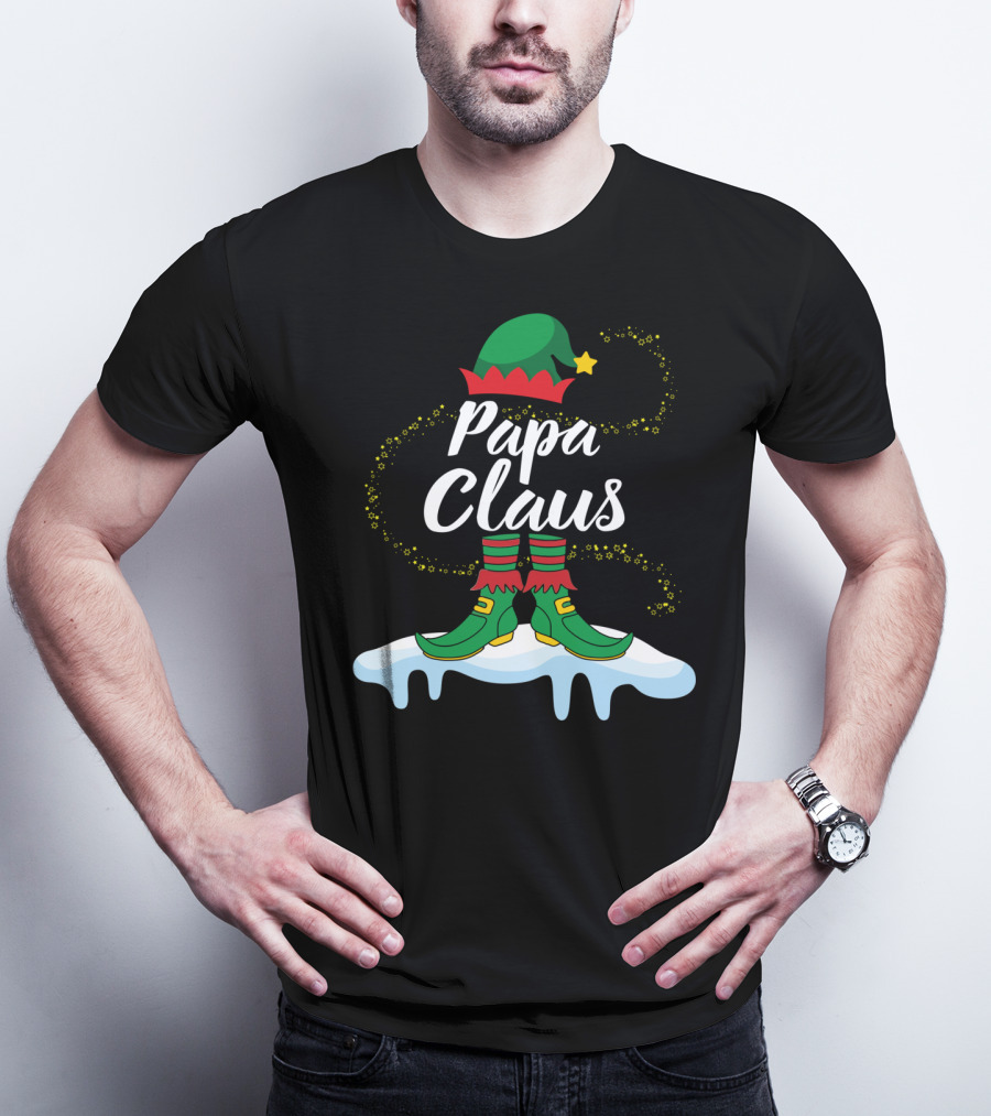 Papa Claus Elf Body Dancing On Snow Merry T-Shirt